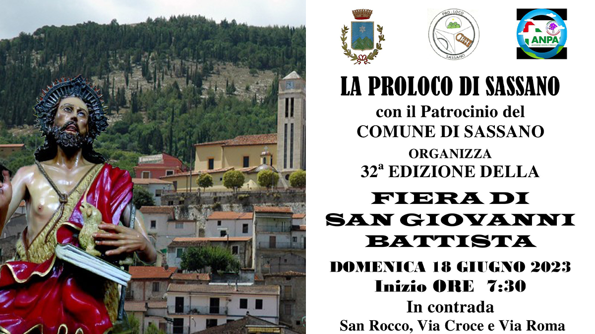 Sassano, in arrivo la 31esima edizione della Fiera di San Giovanni ...